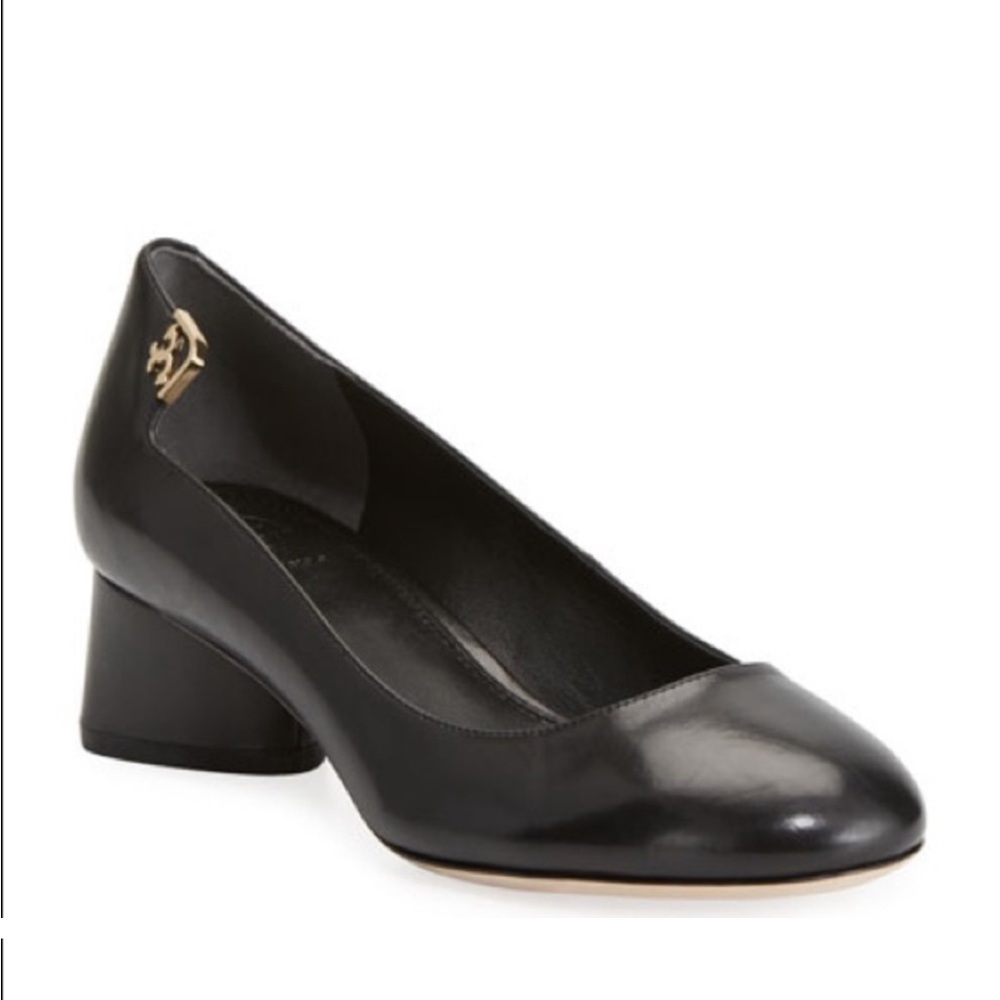 Tory Burch “Elizabeth” 40mm Black Leather Round Toe P… - Gem